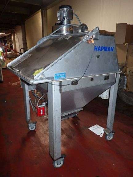 Lot of (2) Hapman Small Bag Dump Stations with Conveyor - Yellow Tag Auctions