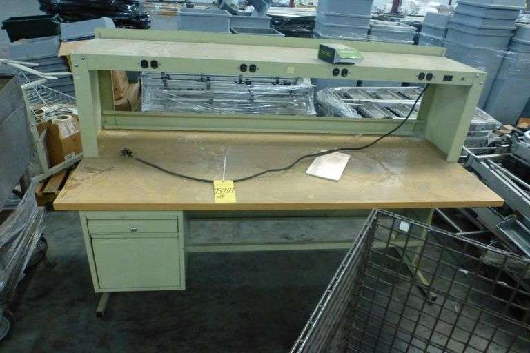 Work Table with Power Outlets - Yellow Tag Auctions