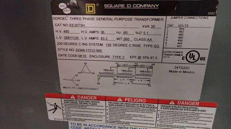 Square D Sorgel General Purpose Transformer - Yellow Tag Auctions