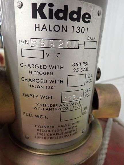 Kidde Halon 1301 Fire Suppression Gas - Yellow Tag Auctions