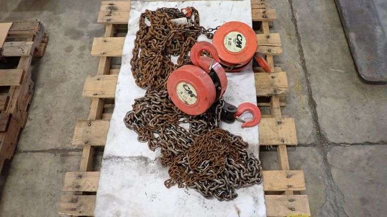 Lot of (2) CM Chain Hoists - Yellow Tag Auctions
