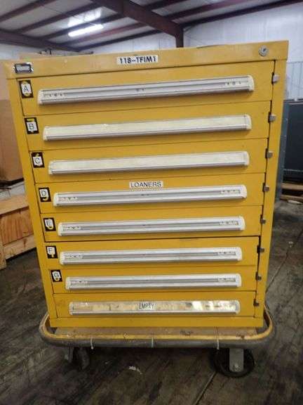Stanley Vidmar 8-Drawer Cabinet on Rolling Cart - Yellow Tag Auctions