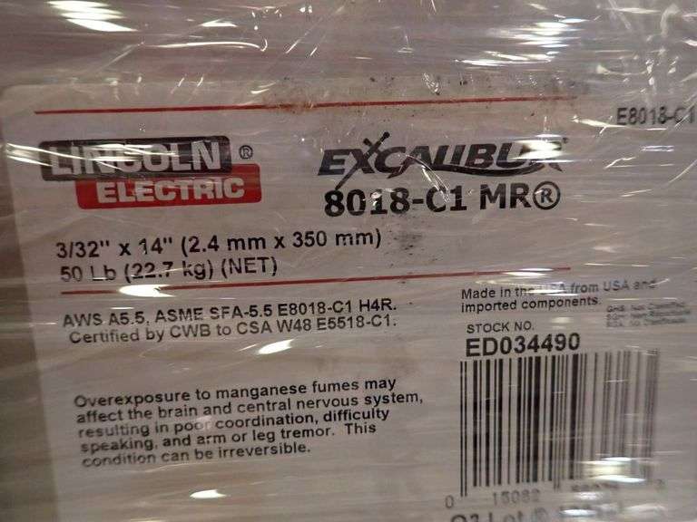 Lot of 2100 lbs of E8018-C1 Welding Electrodes - Yellow Tag Auctions