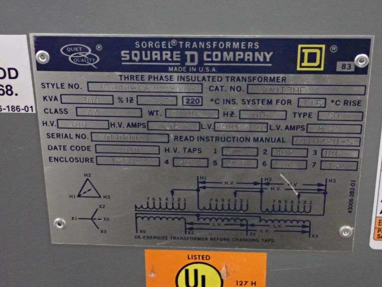 Square D Sorgel Transformer - Yellow Tag Auctions