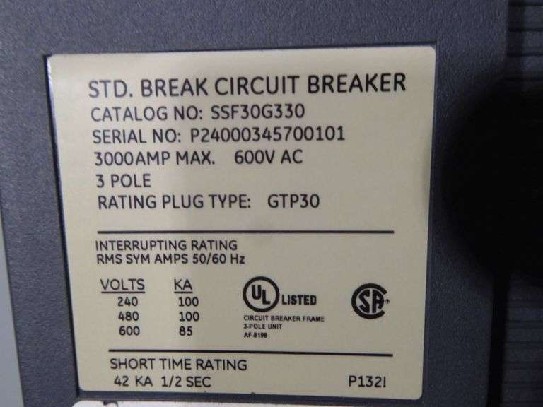 Charlotte, NC - GE 3000A Spectra Series Switchboard - Yellow Tag Auctions