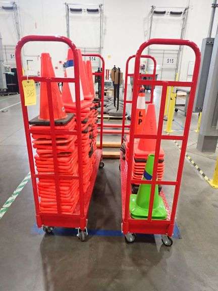 Lot of (2) Carts with Safety Cones - Yellow Tag Auctions