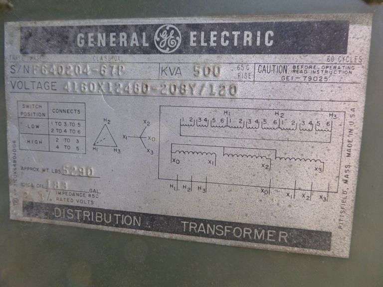 GE 500 KVA Transformer - Yellow Tag Auctions
