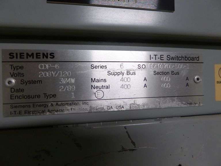 Siemens 400A Switchboard - Yellow Tag Auctions