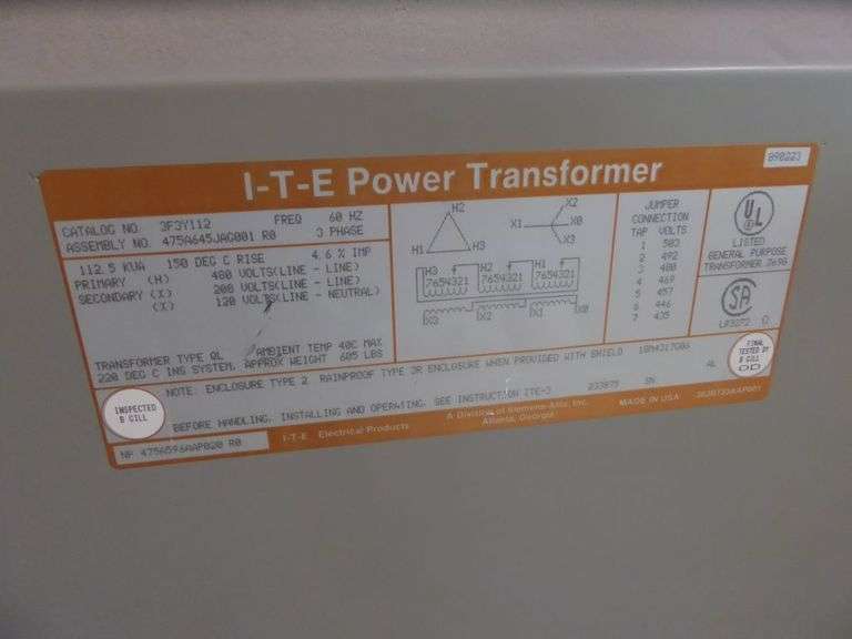 I-T-E Power Transformer - Yellow Tag Auctions