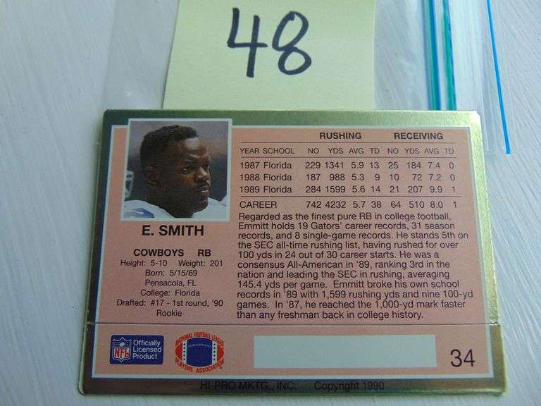 EMMET SMITH - ROOKIE #34 - 1990 ACTION PACKED - Ziemer Hilbrands Auctions