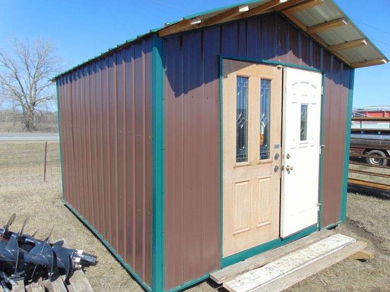 10X12 STEEL SIDED BUILDING w/HARWOOD FLOOR & BAY WINDOW - ON SKIDS ...